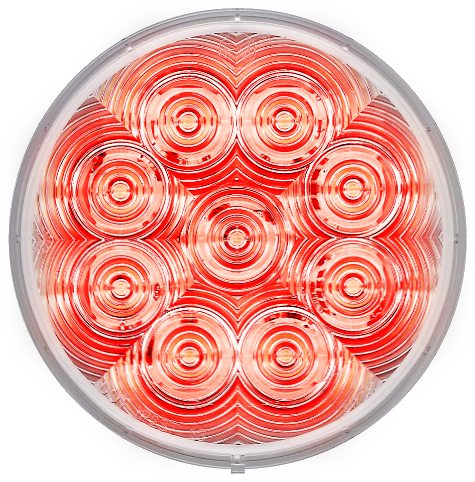 LED Stop/Turn/Tail, Round, 9 Diode, Red w/ clear Lens, AMP, Grommet ...